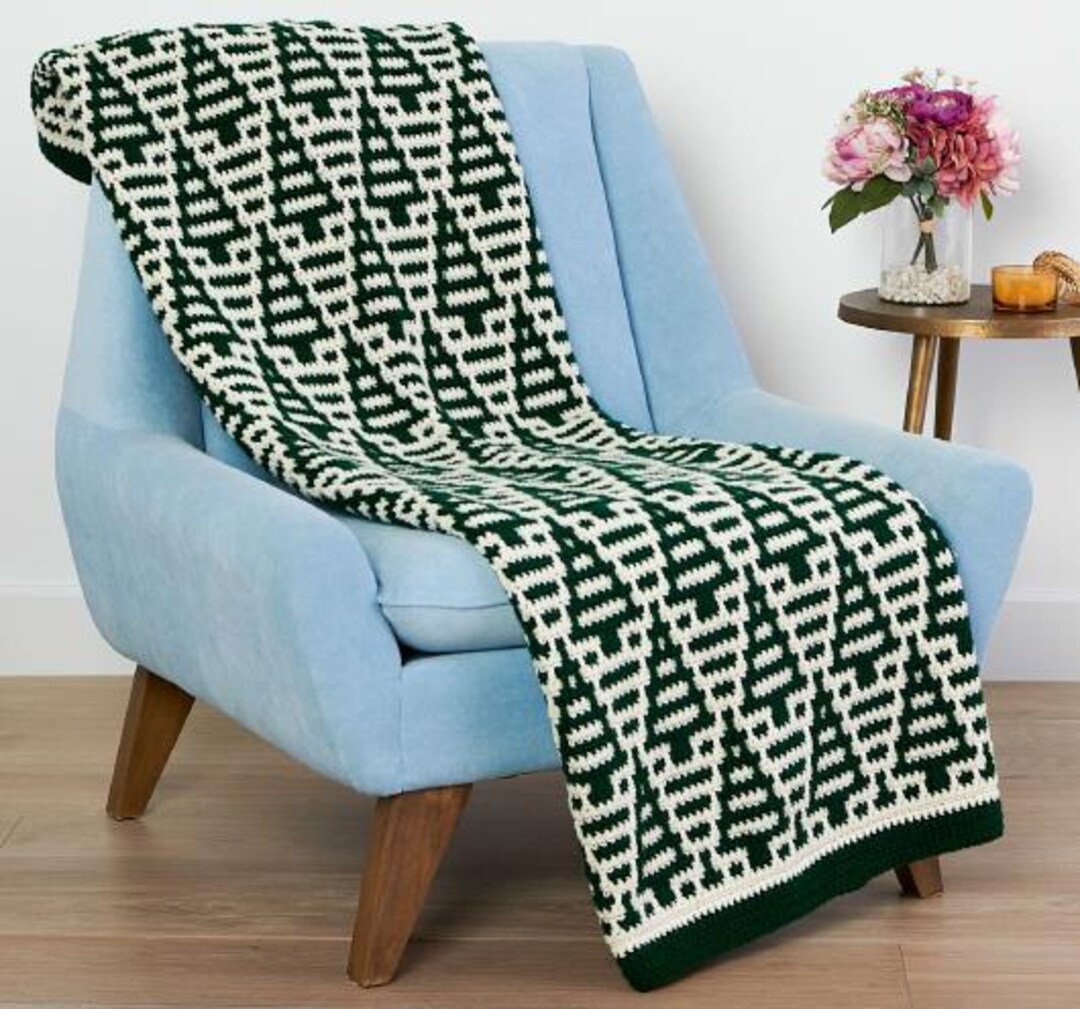 CROCHET PATTERN, Christmas Tree Afghan Throw Blanket, Evergreen Pine ...