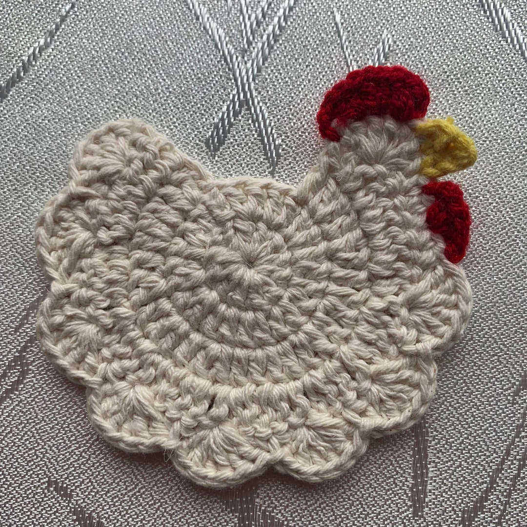 CROCHET PATTERN, Farmhouse Chicken Cup Coaster, Crochet Pattern Instant ...
