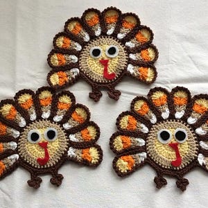 CROCHET PATTERN, Turkey Coaster Pattern, Turkey Ornament Pattern ...
