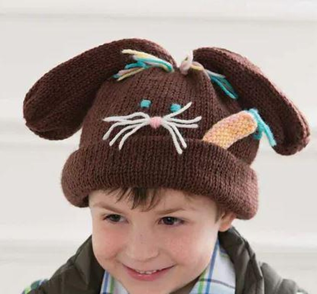 KNITTING PATTERN, Toddler Bunny Hat Pattern, Vintage Knit Hat, Knit Hat ...