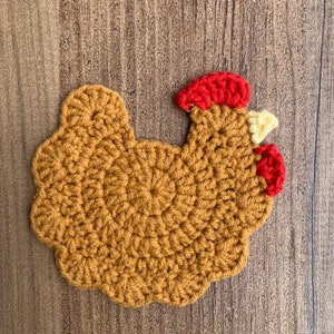 CROCHET PATTERN, Farmhouse Chicken Cup Coaster, Crochet Pattern Instant ...