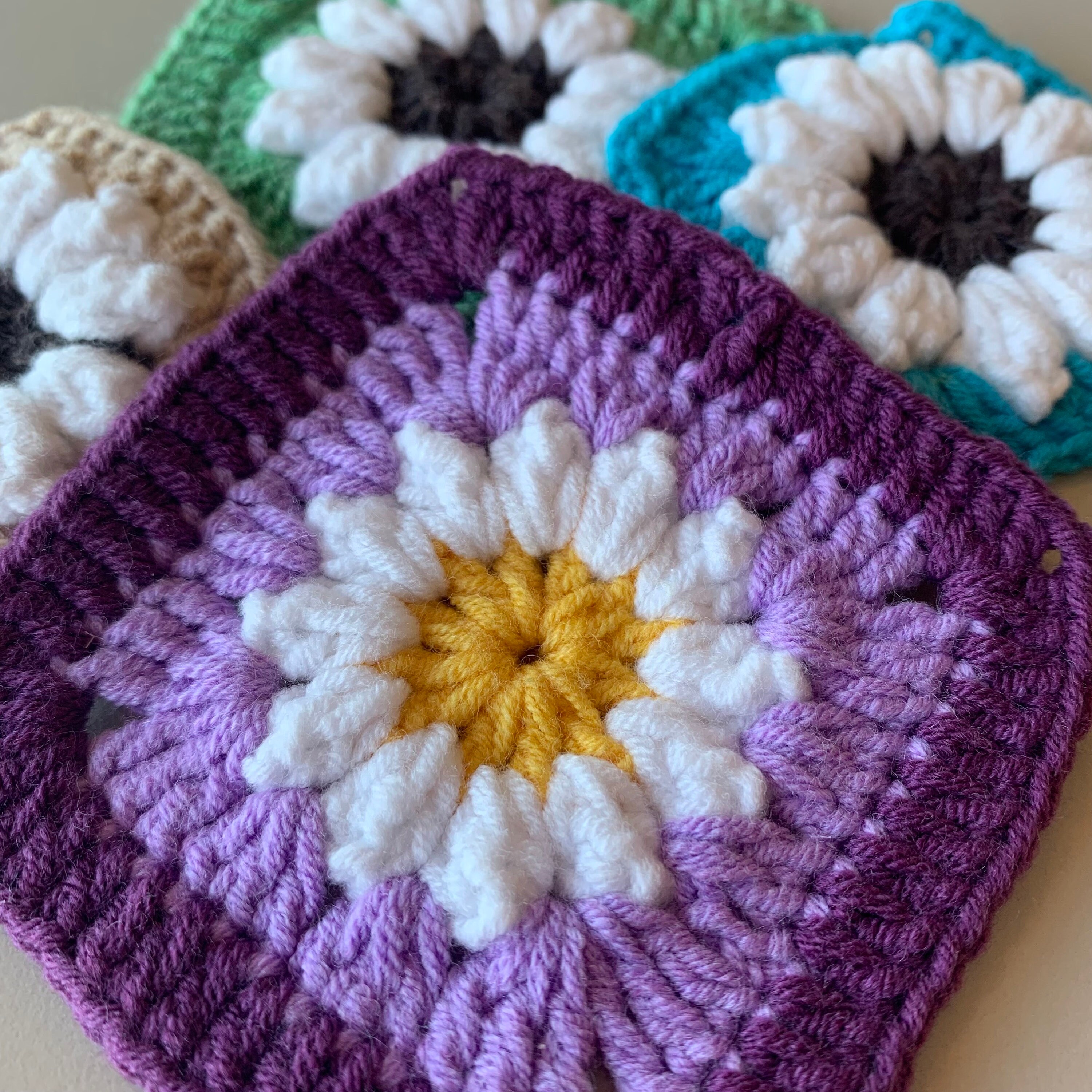 CROCHET PATTERN, Daisy Granny Square Pattern, Daisy Square Crochet Pattern, Crochet Daisy, Daisy ...
