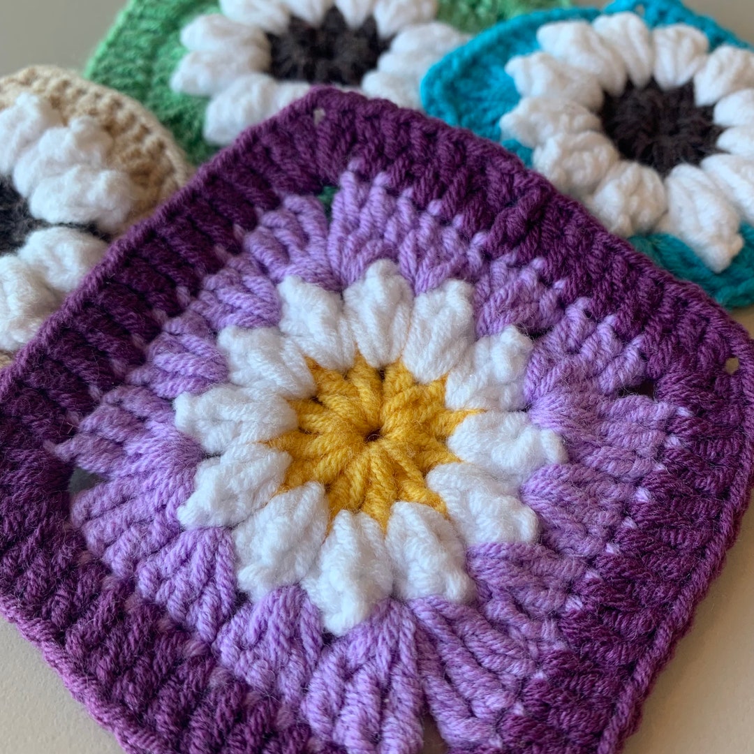 CROCHET PATTERN, Daisy Granny Square Pattern, Daisy Square Crochet ...