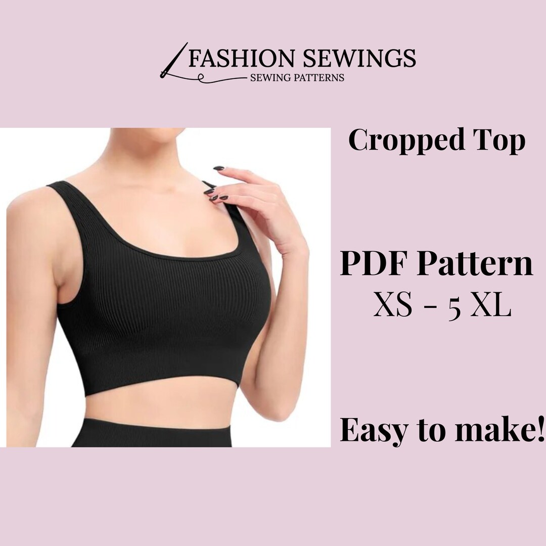 Cropped Top Sewing Pattern, Woman PDF Sewing Printable Pattern, Size XS-5XXL, Large/plus Sizes ...