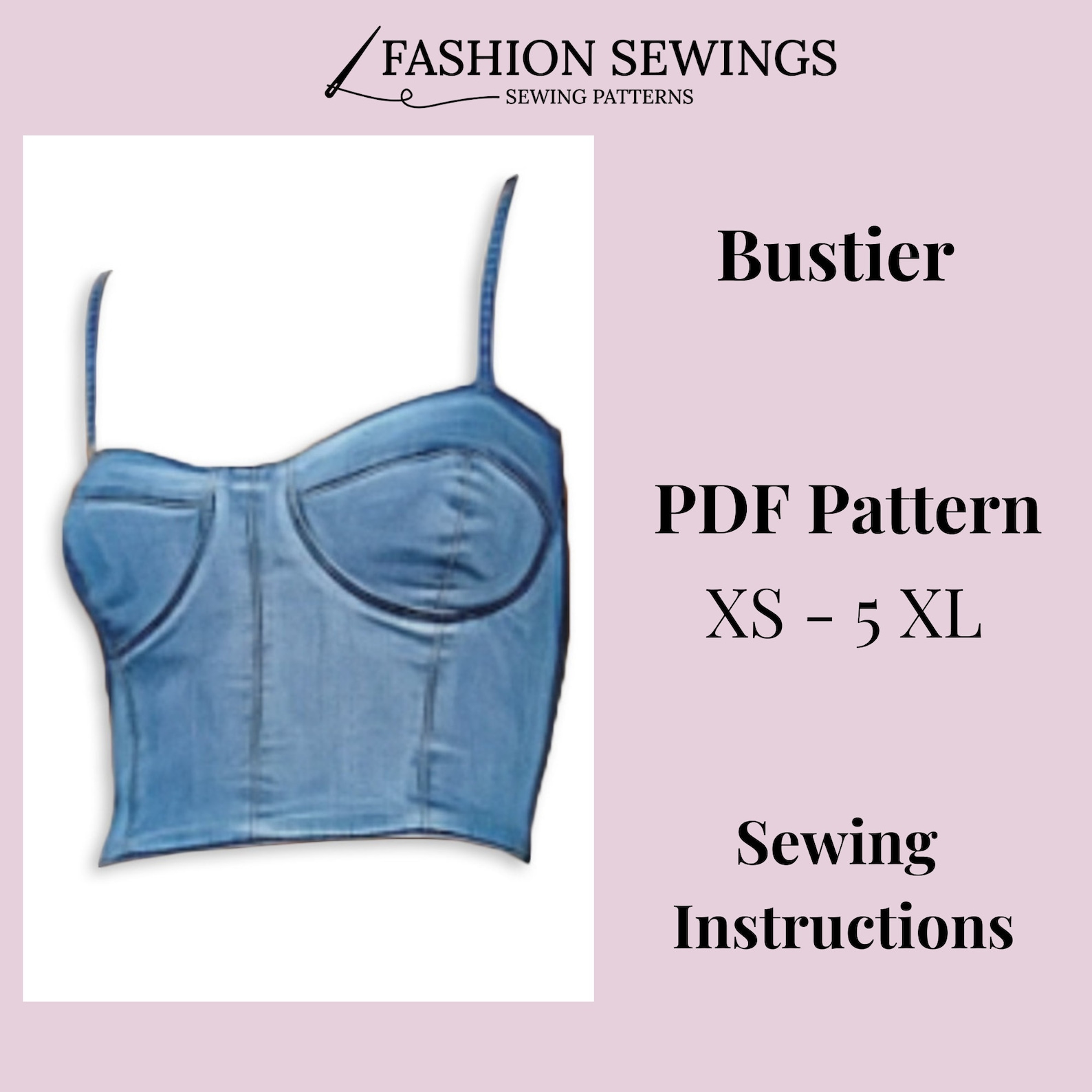 Bustier/corset Pattern, Women PDF Sewing Printable Pattern, Size XS ...