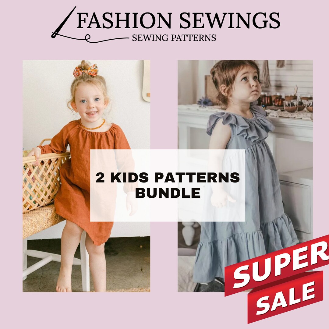 Girl's 2 Dress Sewing Patterns Bundle, Baby Dress Easy Instant Download ...
