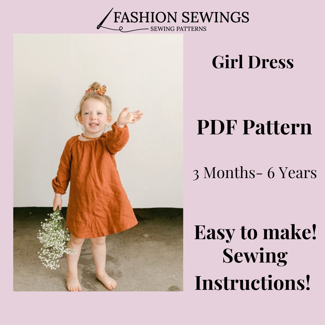 Girl Dress Sewing Pattern, Baby Dress Easy Instant Download, Kids PDF ...