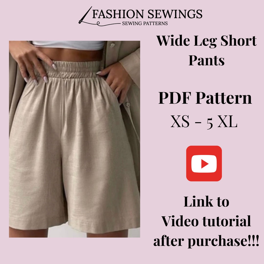 Woman Wide Leg Linen Shorts Pattern,pdf Sewing Printable Pattern, Size ...