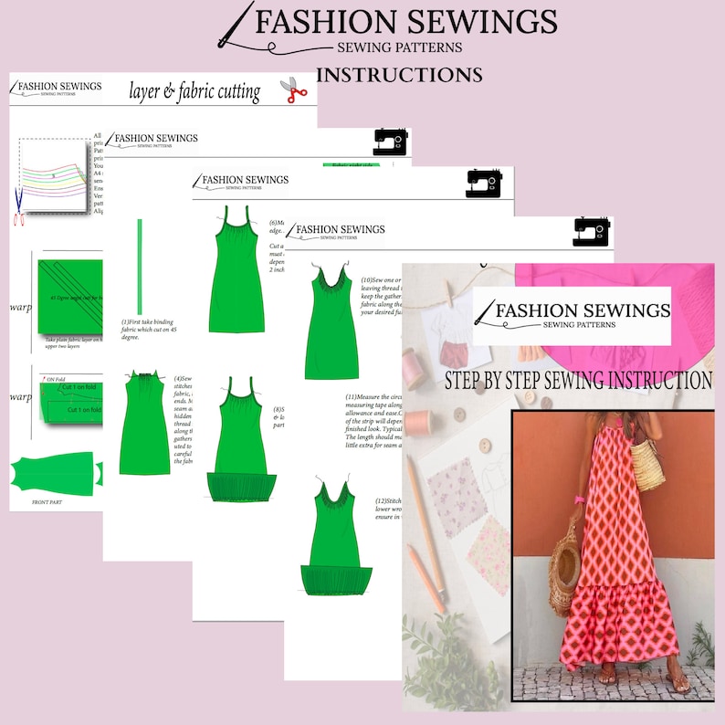 Boho Long Dress Sewing Pattern: Women's Sizes XS-5XL (PDF Pattern) - Etsy