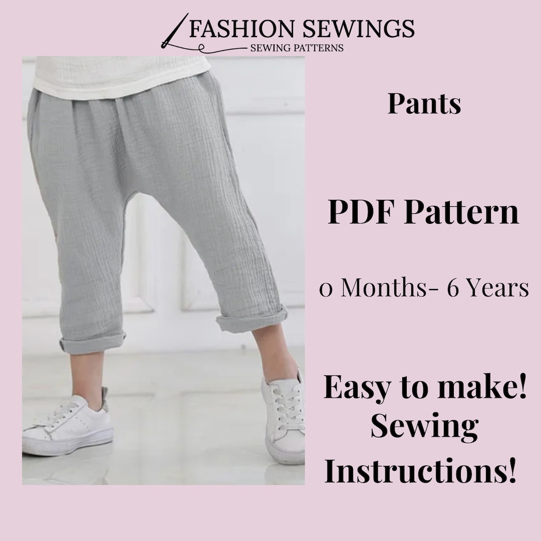 PDF Digital Kids Sewing Pattern, Kids Pants Easy Download, Kids PDF ...