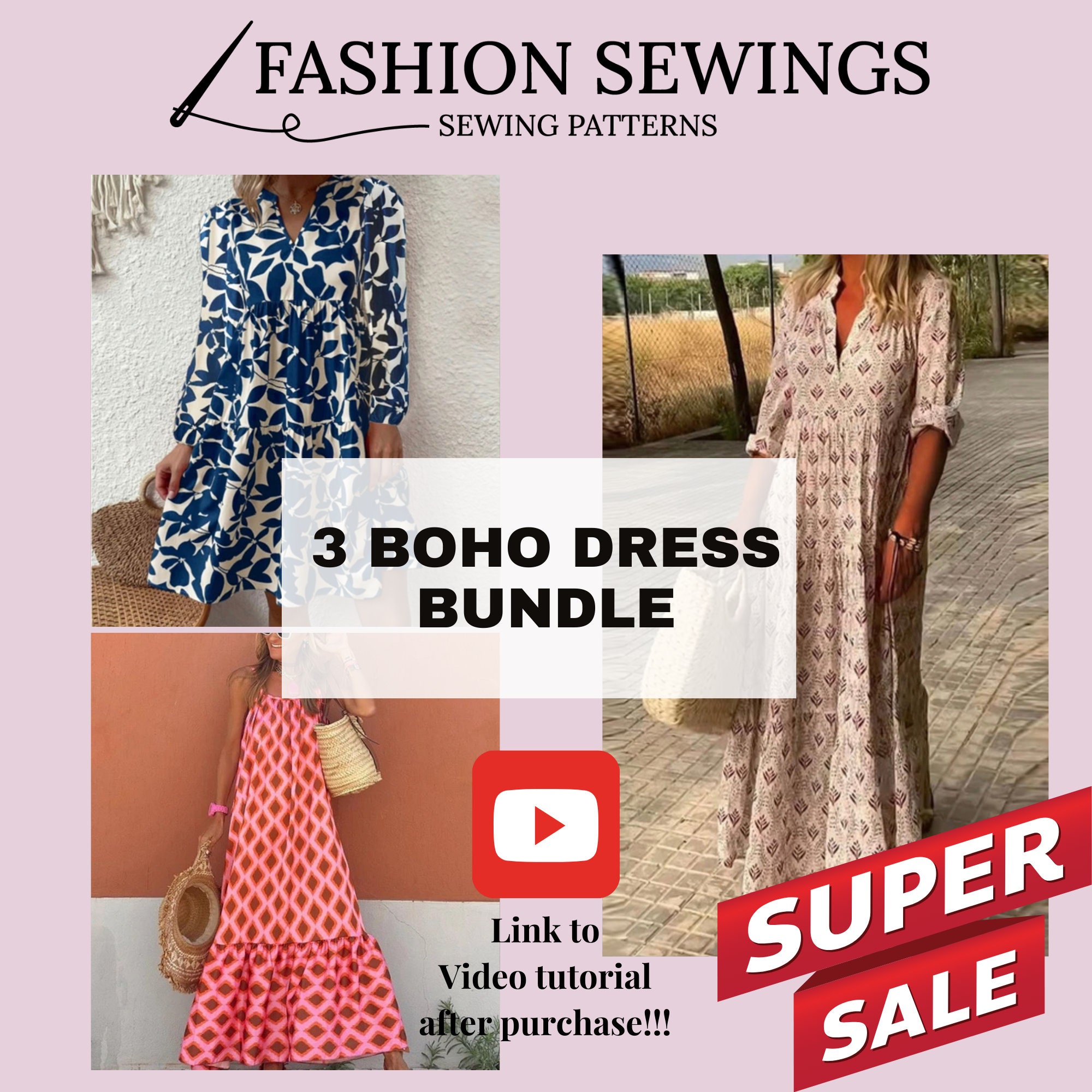 Create Your Bundle Video Tutorial. 15 Patterns Bundle, Woman PDF Sewing ...