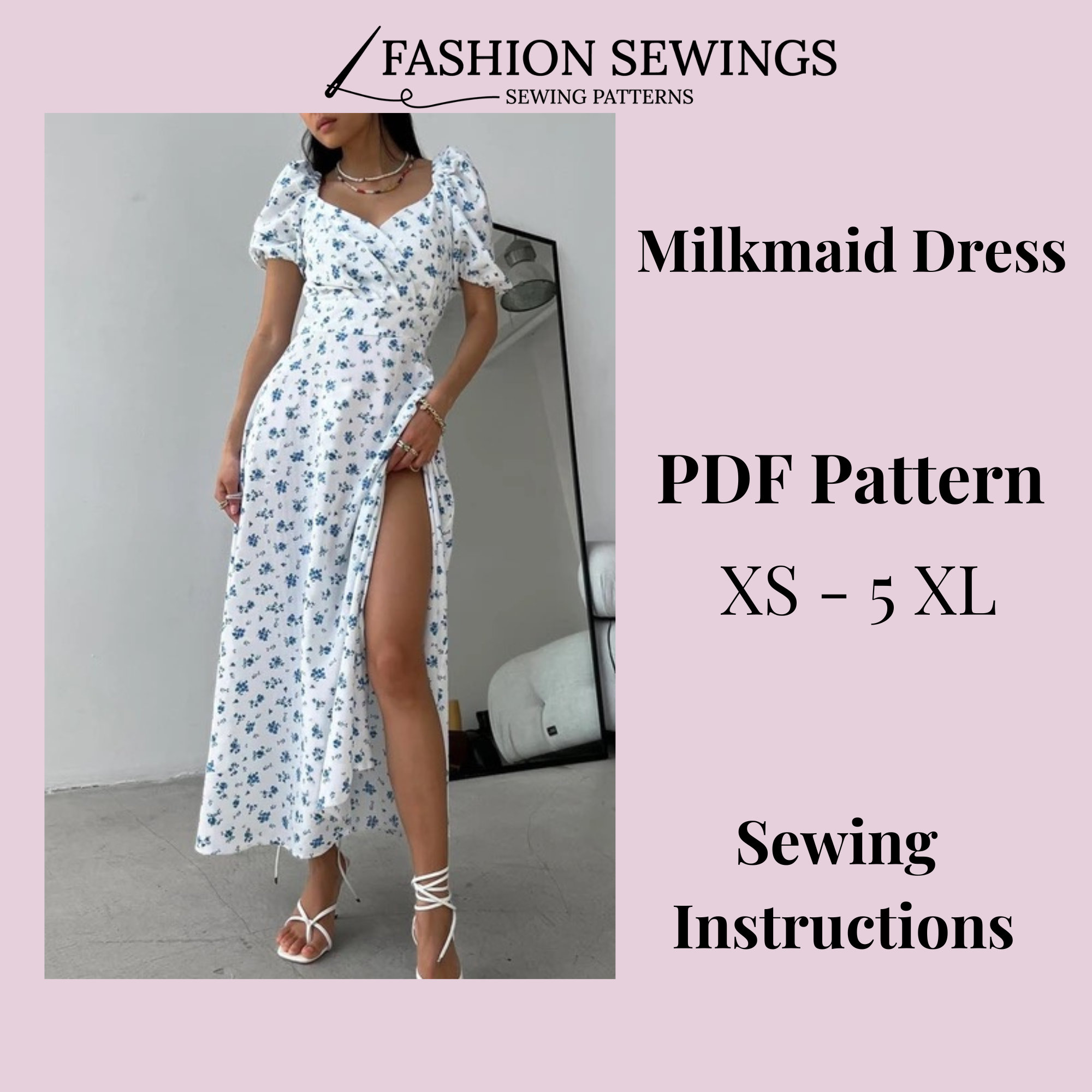 Milkmade Dress Pattern, Woman PDF Sewing Printable Pattern, Size XS-5XXL, Plus Sizes, Summer ...