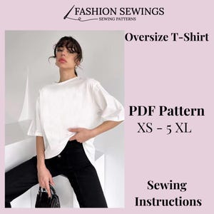T-shirt Oversized Sewing Pattern, Size XS-5XXL, Large/plus Sizes ...