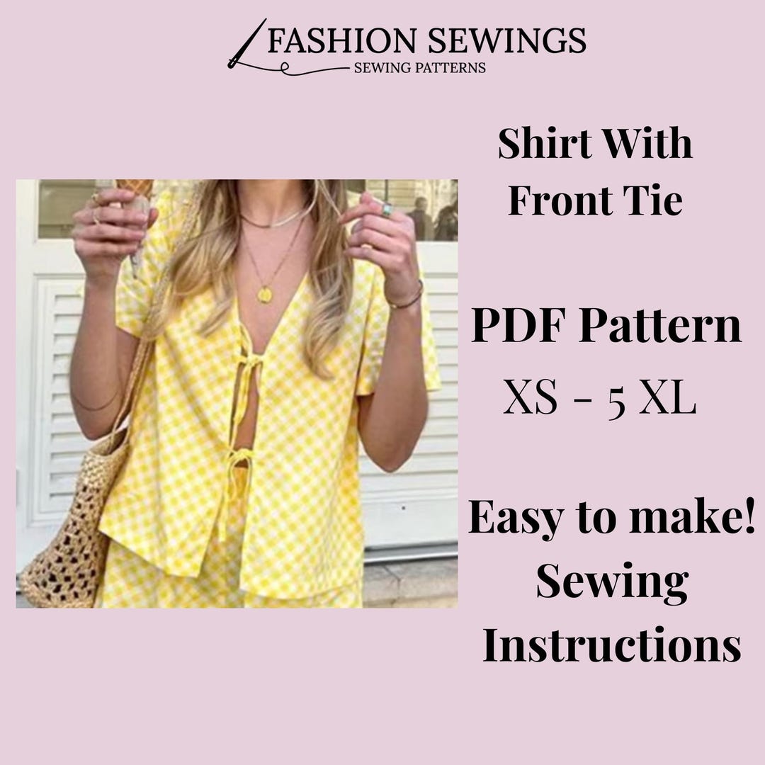 Front Tie Blouse Sewing Pattern, Plus Size XS-5XL (PDF Pattern) - Etsy