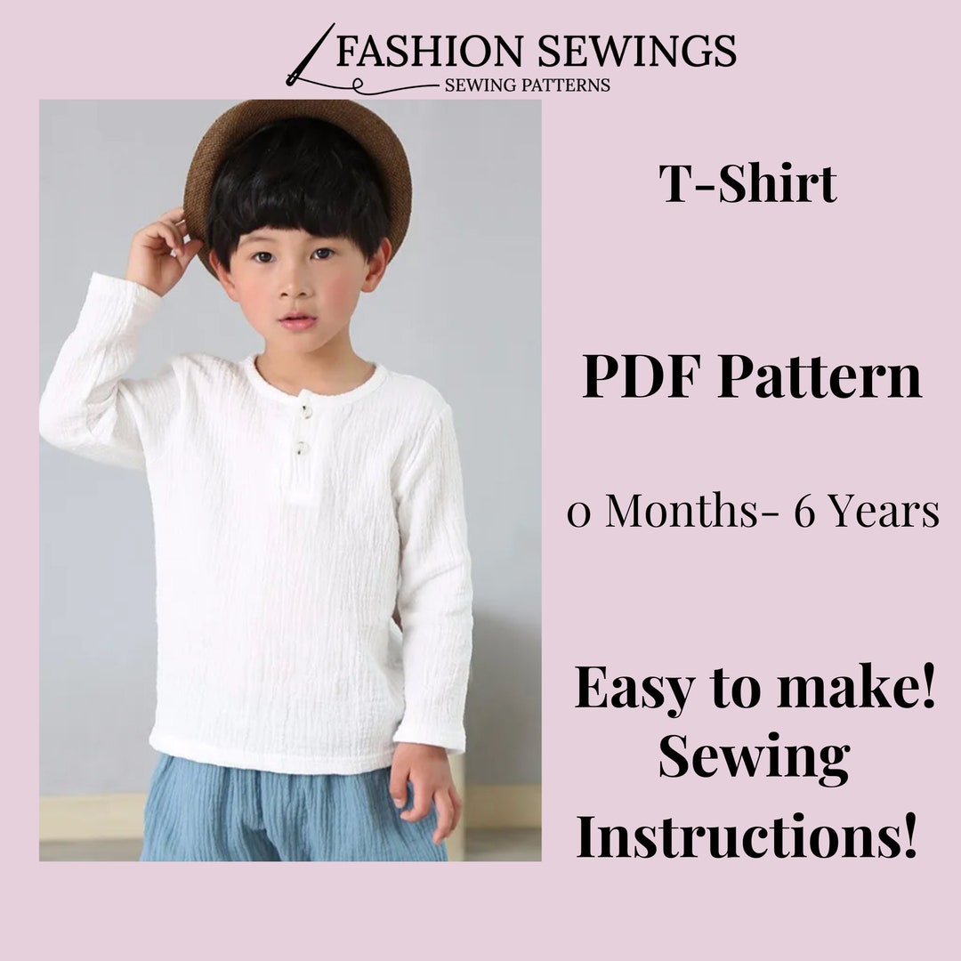 Kids T- Shirt Sewing Pattern,easy Download, PDF Digital Baby Sewing ...