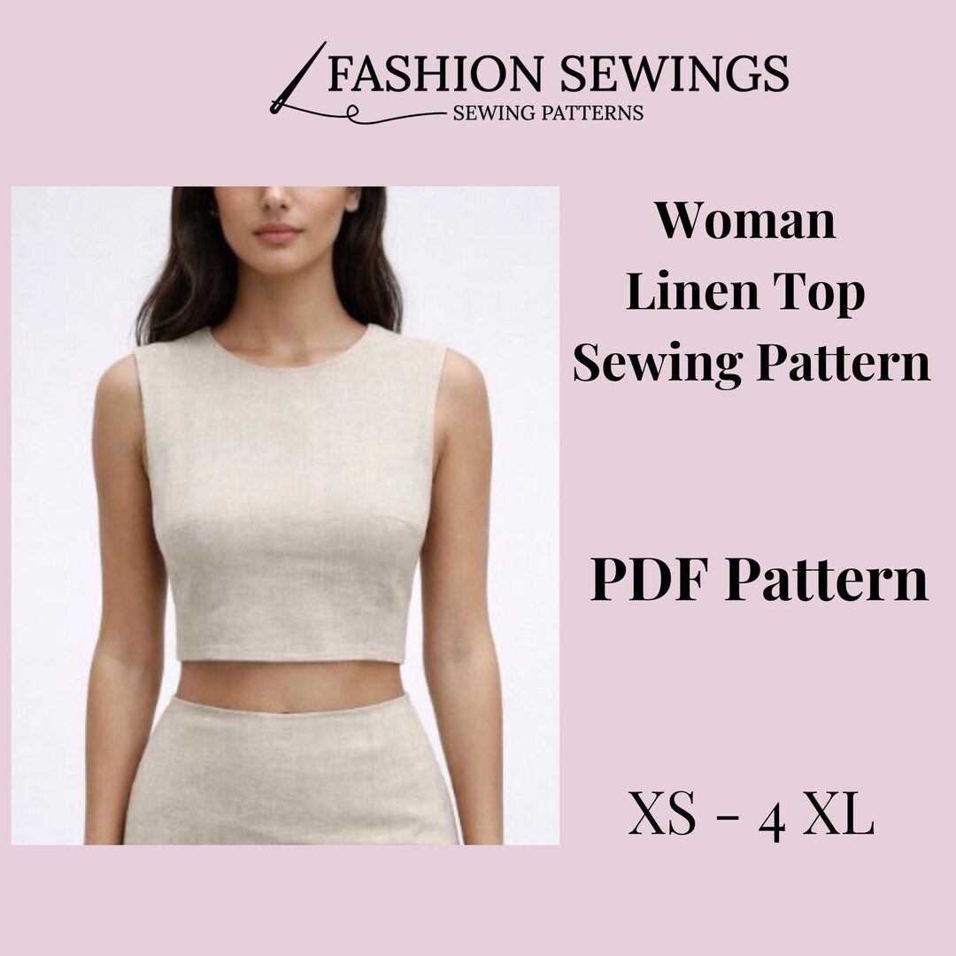 Woman Linen Top Sewing Pattern + Sewing Instructions (PDF XS-4XL) - Etsy