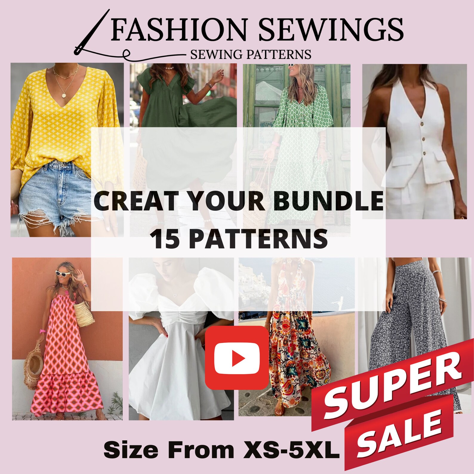 Create Your Bundle Video Tutorial. 15 Patterns Bundle, Woman PDF Sewing ...