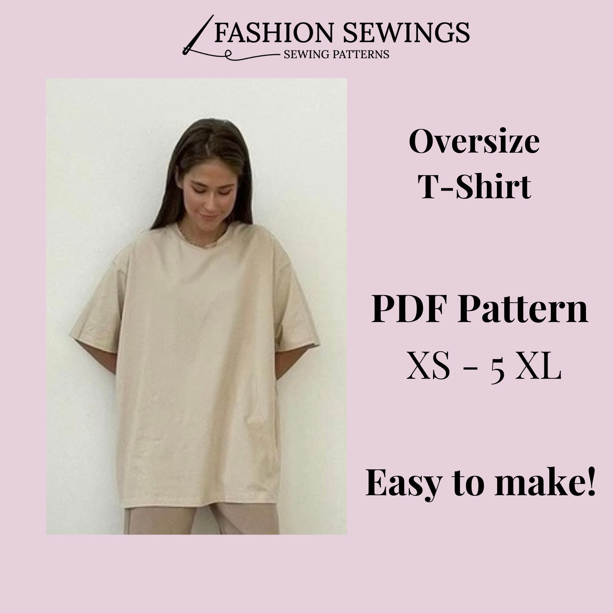 T-shirt Oversize Sewing Pattern Size XS-5XXL Large/plus - Etsy