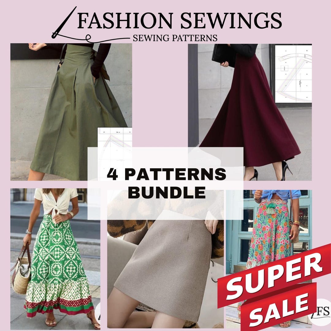 Skirt Sewing Patterns Bundle: XS-5XXL, Plus Size (PDF Pattern) - Etsy