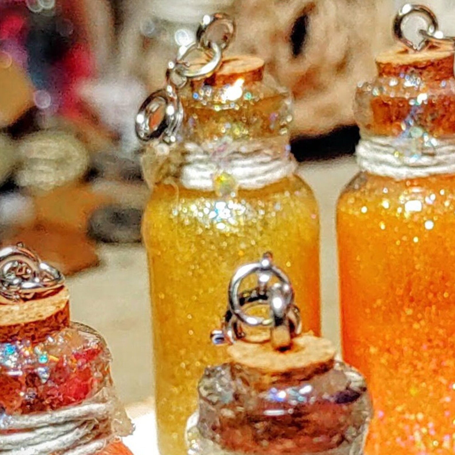 Mini Glitter Potions | Glass Bottle Potion Pendant or Keychain Charm - Etsy