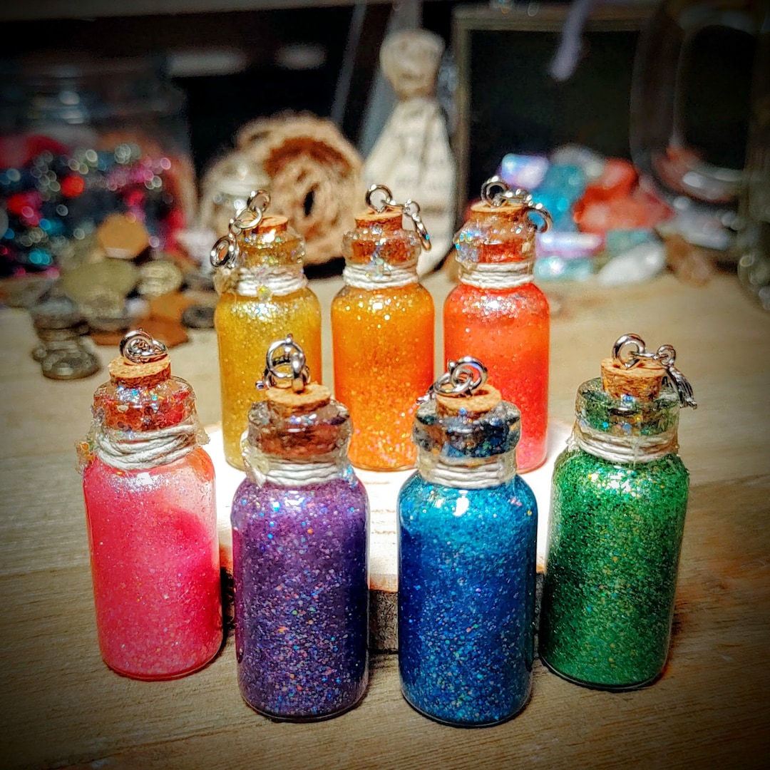 Mini Glitter Potions | Glass Bottle Potion Pendant or Keychain Charm - Etsy