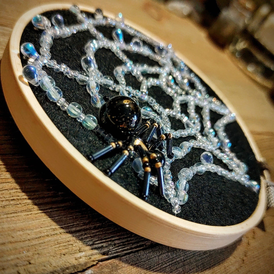 Bead Embroidered Spider Webs | Beaded Wall Art - Etsy