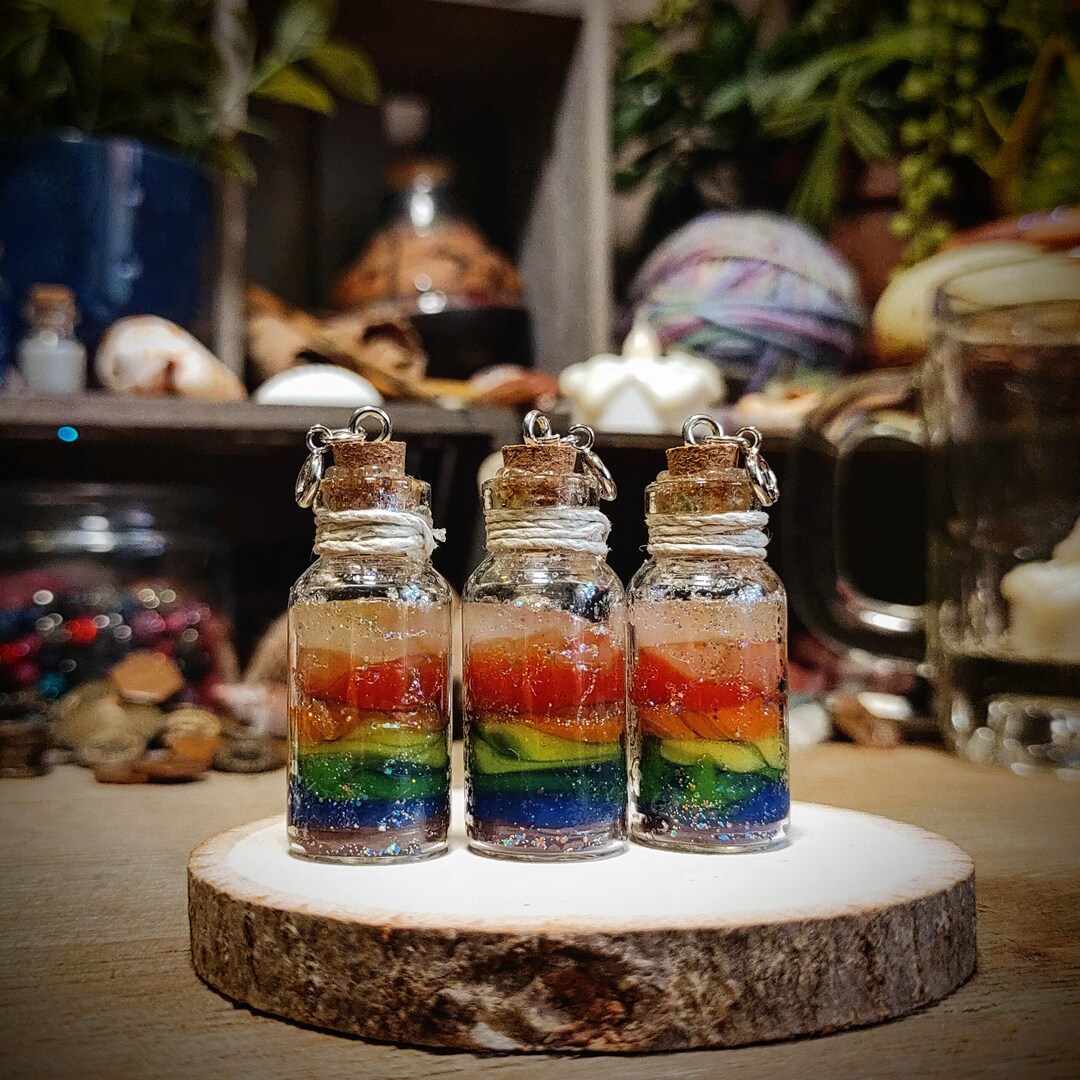 Pride Potion Charms | Glass Bottle Rainbow Potion Pendant or Keychain ...