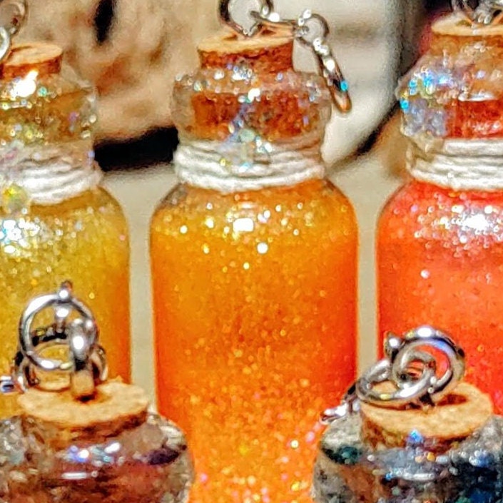Mini Glitter Potions | Glass Bottle Potion Pendant or Keychain Charm - Etsy
