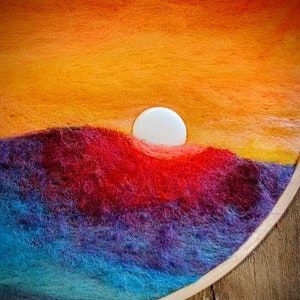 Sunset Over the Mountains Wool Painting | Needle Felted Wall Art - Etsy