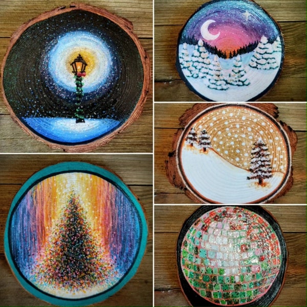 Wood Slice Painting - Etsy
