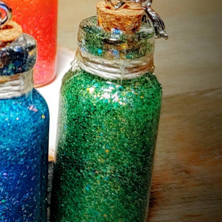 Mini Glitter Potions | Glass Bottle Potion Pendant or Keychain Charm - Etsy