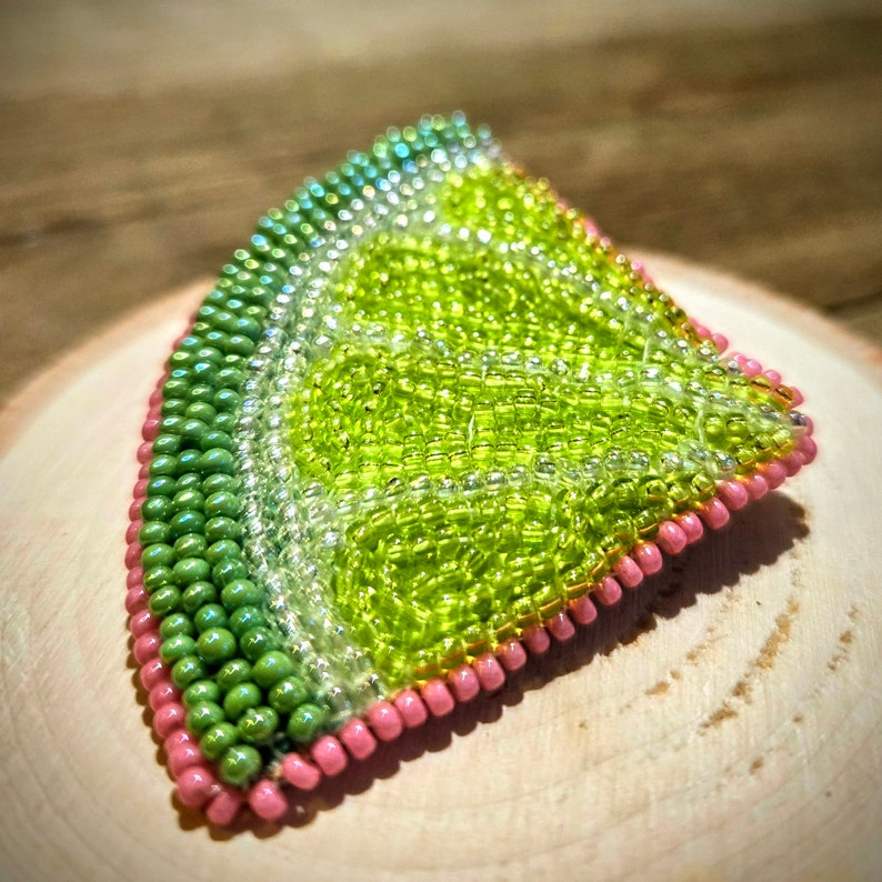 Fruit Slices Bead Embroidered Brooches | Bead Embroidered Pins - Etsy