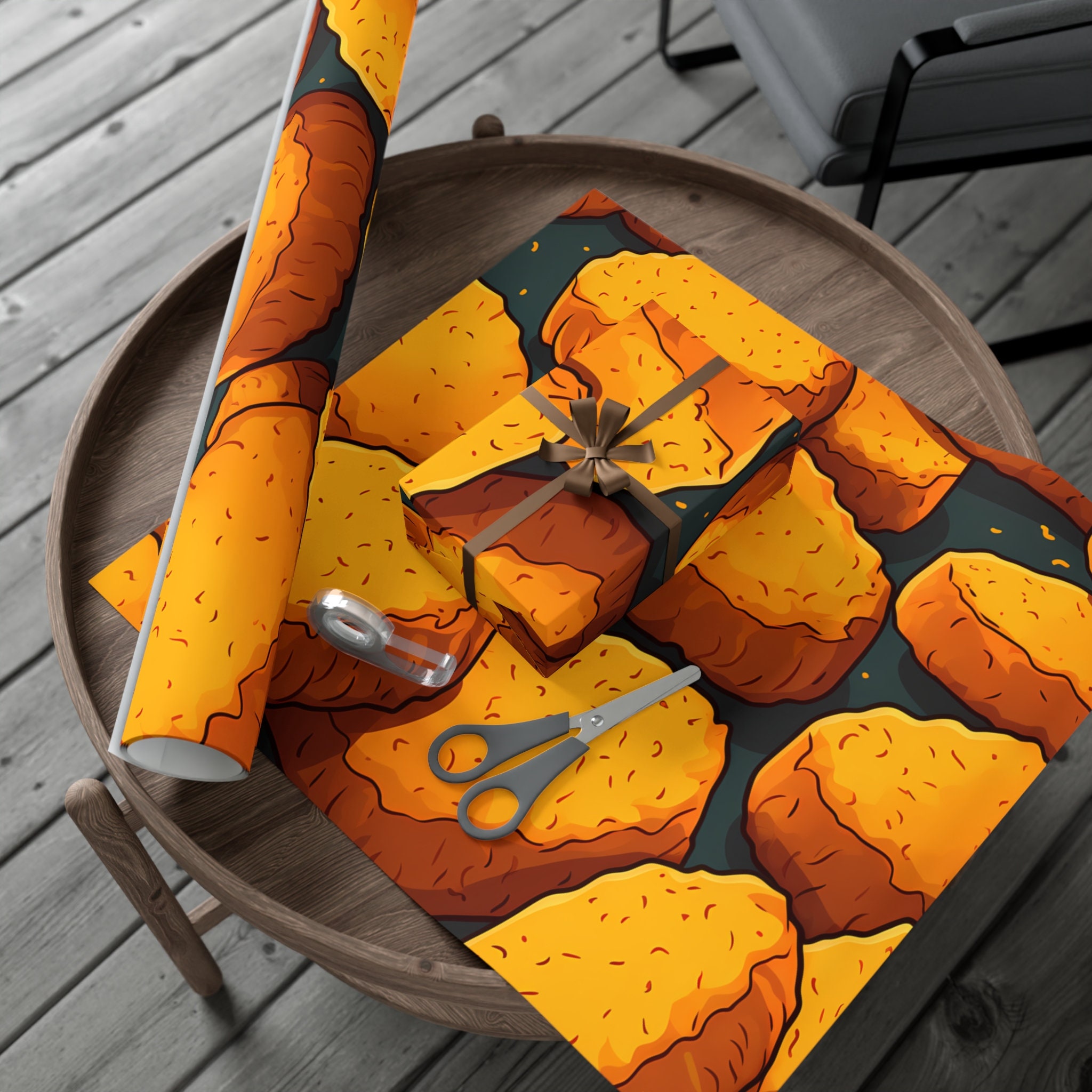 Crispy Chicken Nugget Pattern Wrapping Paper Satin/matte - Etsy