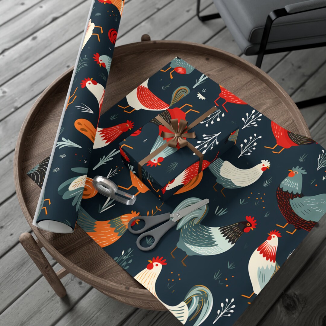 Gorgeous Chicken Pattern Wrapping Paper Satin/matte Finish Multiple ...