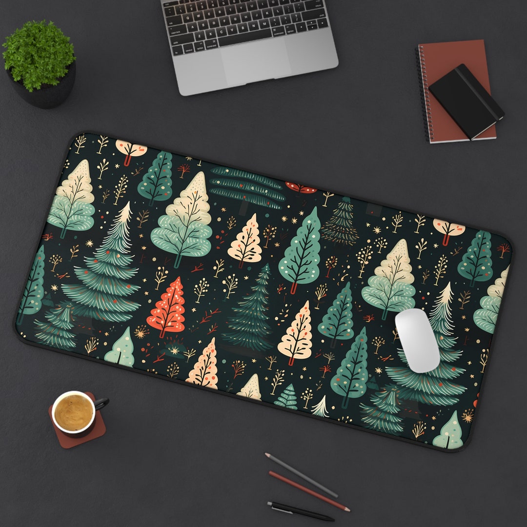 Enchanted Forest Office Desk Mat, Large Mousepad With Trees, Stars ...