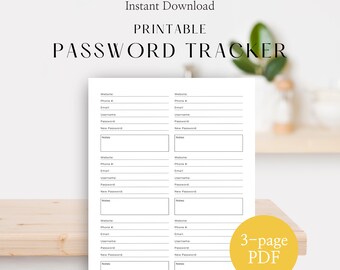 Password Tracker | Printable Tracker | Pink | Password Log | Username ...