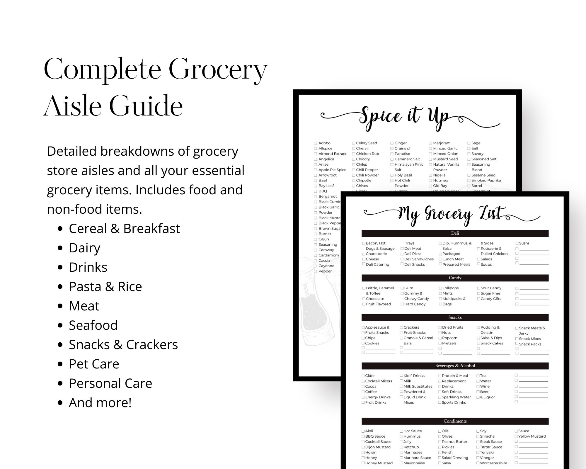 Printable Grocery List, Grocery Budget List, Shopping List, Meal ...