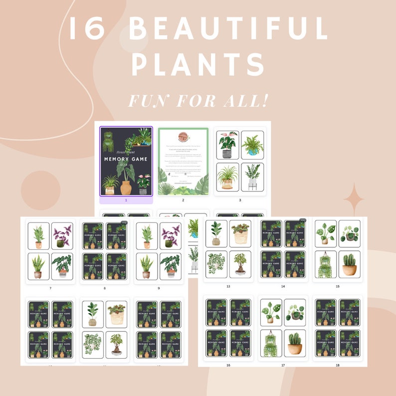 House Plant Memory Game- Montessori & Homeschool Watercolor Interactive ...