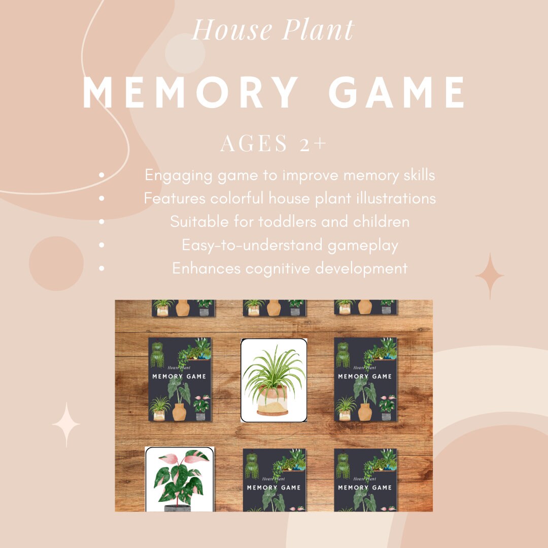 House Plant Memory Game- Montessori & Homeschool Watercolor Interactive ...