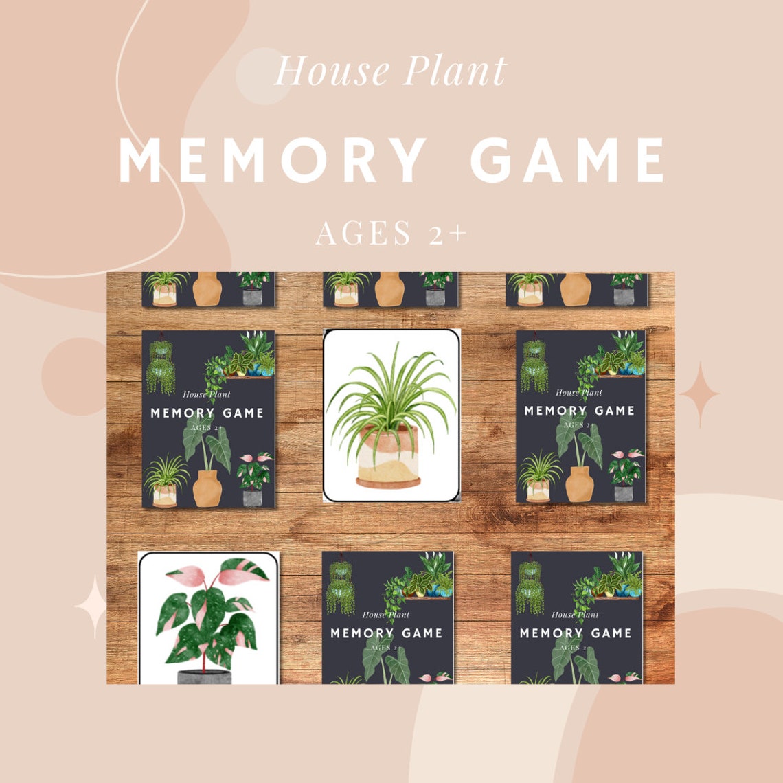 House Plant Memory Game- Montessori & Homeschool Watercolor Interactive ...
