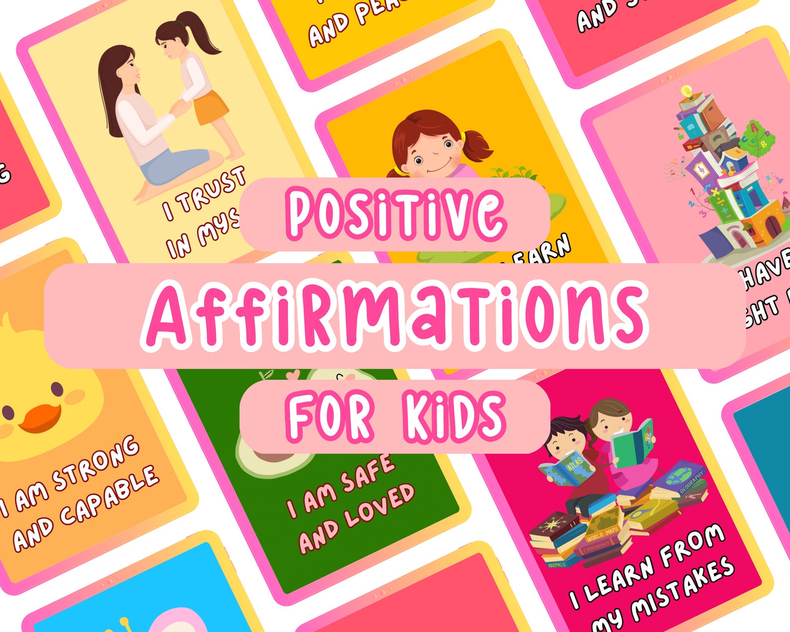 72 Printable Affirmation Cards for Kids, Motivational Cards, Positivity ...