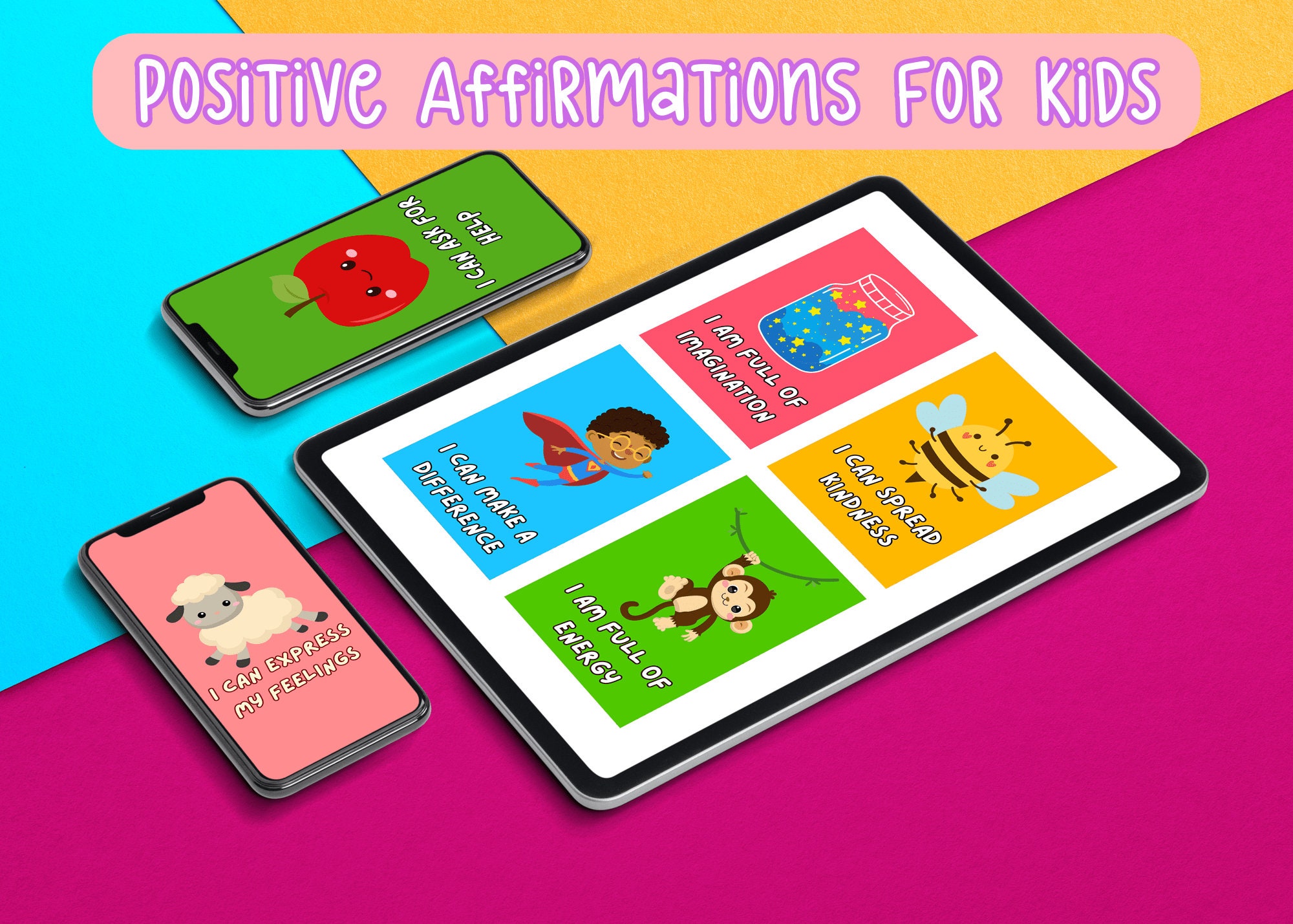 72 Printable Affirmation Cards for Kids, Motivational Cards, Positivity ...