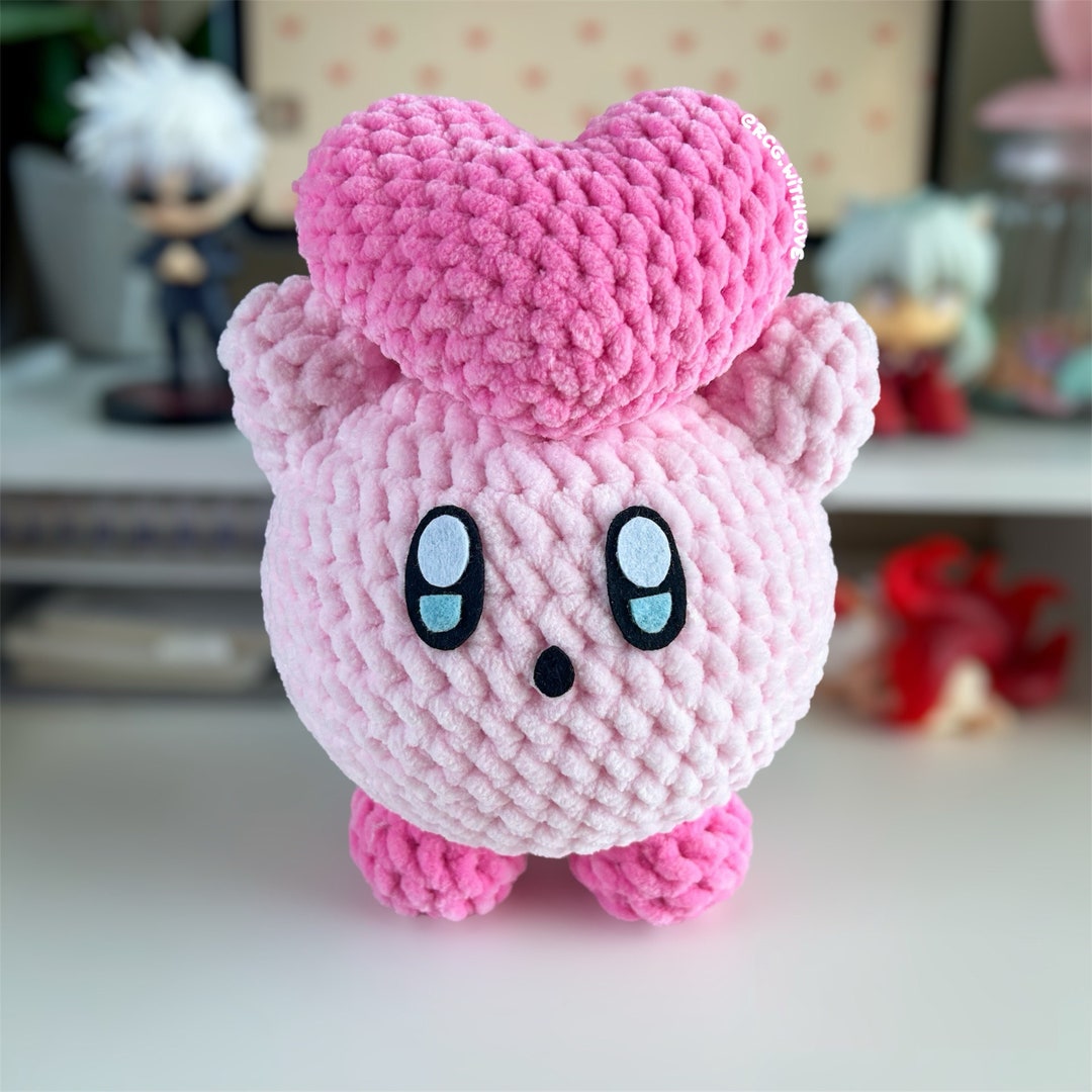 Pink Puffball Video Game Character Plush, Handmade Amigurumi Plushie ...