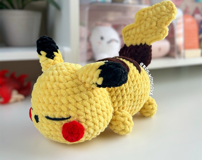 Sleepy Electric Mouse Character Plush, Handmade Amigurumi Plushie ...