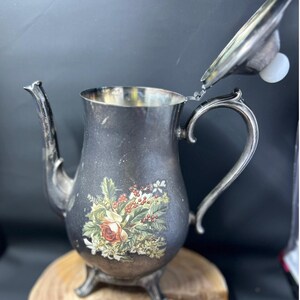 Rose Bouquet Silverplate Vintage Teapot, Coffee Pot, Decorative, Winter ...