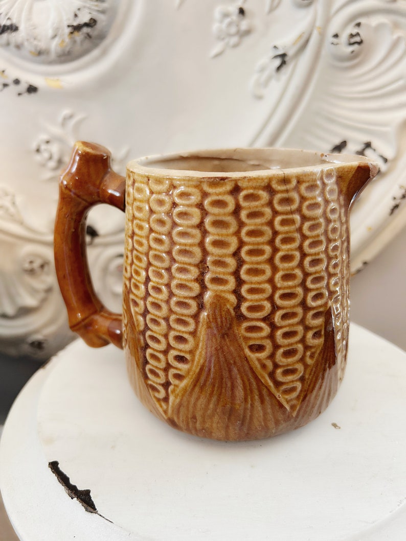 Vintage Corn Pitcher Made in Japan Pottery Brown Fall - Etsy