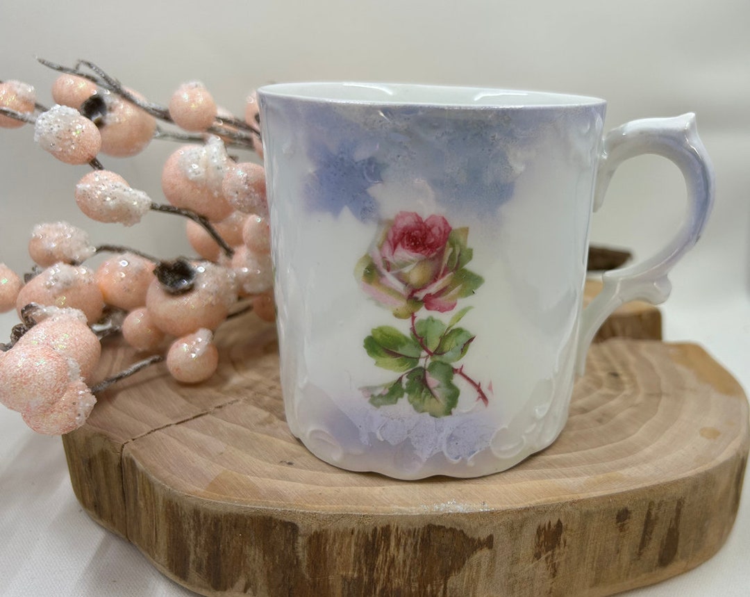 Antique Vintage Teacup, Germany, Roses, Flowers, Floral, Pink, Blue ...