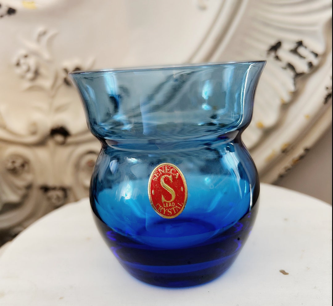 Vintage, Seneca, Lead Crystal, Small Vase, Cobalt Blue, Glass ...