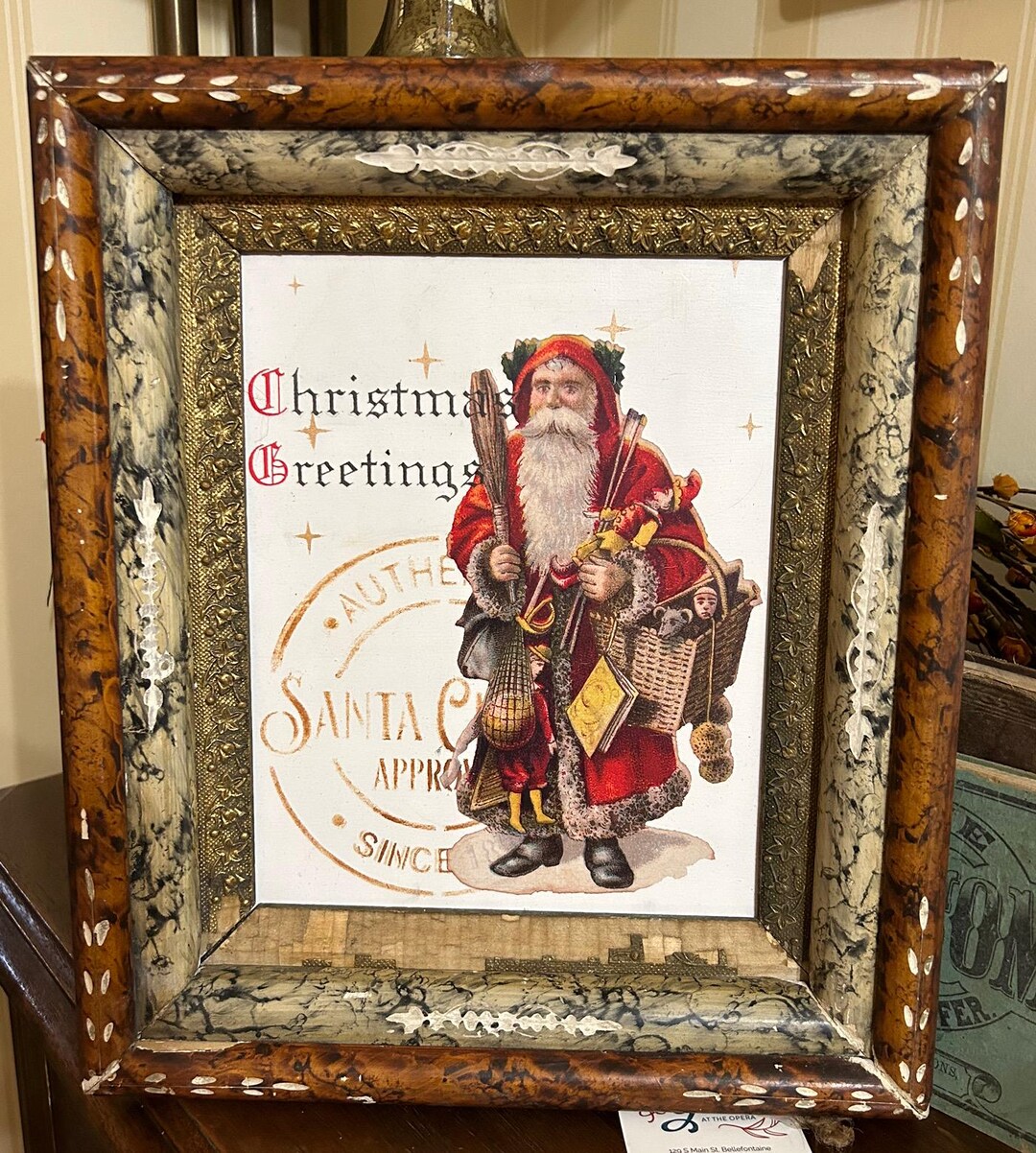 Christmas Framed Santa Claus Picture Vntage Frame - Etsy