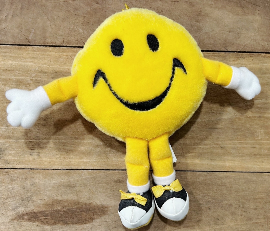 Yellow Smiley Face Plush Hanging Stuffed Animal Rearview - Etsy